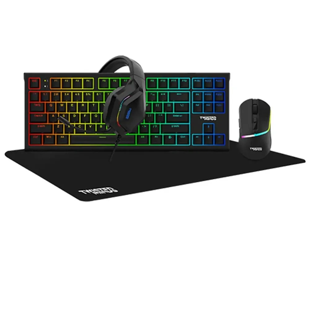 Twisted Minds Wired Keyboard Rainbow Static Headset Led Multi-media ...